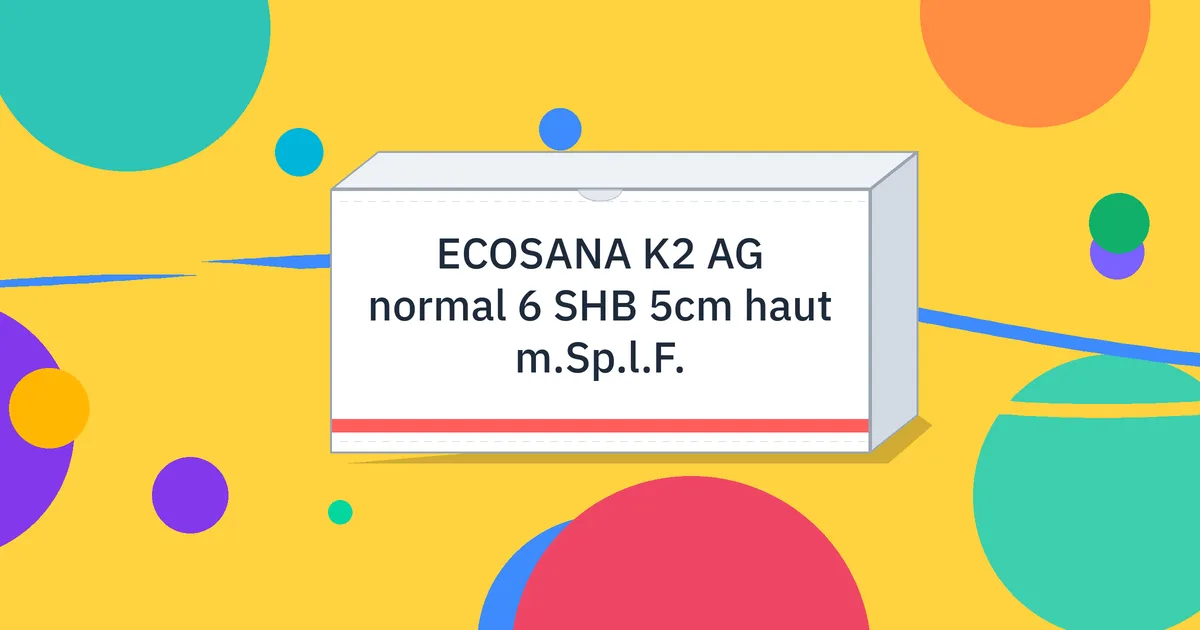 Symbolbild: Packung mit der Aufschrift ECOSANA K2 AG normal 6 SHB 5cm haut m.Sp.l.F. (PZN 10957070) – Verfügbarkeit und Bezug in Apotheken in Frankfurt am Main