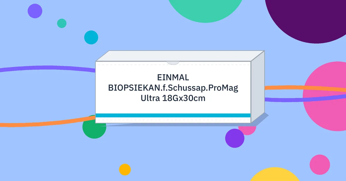 Symbolbild: Packung mit der Aufschrift EINMAL BIOPSIEKAN.f.Schussap.ProMag Ultra 18Gx30cm (PZN 00282990) – Verfügbarkeit und Bezug in Apotheken in Frankfurt am Main