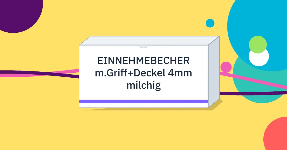 Symbolbild: Packung mit der Aufschrift EINNEHMEBECHER m.Griff+Deckel 4mm milchig (PZN 01350073) – Verfügbarkeit und Bezug in Apotheken in Frankfurt am Main