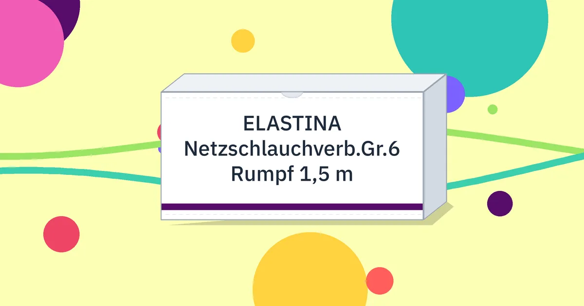 Symbolbild: Packung mit der Aufschrift ELASTINA Netzschlauchverb.Gr.6 Rumpf 1,5 m (PZN 20128311) – Verfügbarkeit und Bezug in Apotheken in Frankfurt am Main
