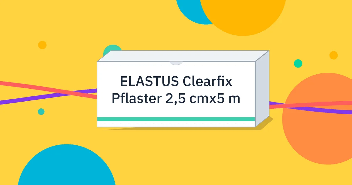 Symbolbild: Packung mit der Aufschrift ELASTUS Clearfix Pflaster 2,5 cmx5 m (PZN 03735558) – Verfügbarkeit und Bezug in Apotheken in Frankfurt am Main