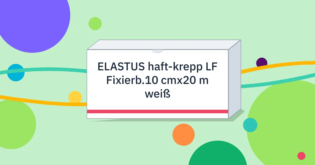 Symbolbild: Packung mit der Aufschrift ELASTUS haft-krepp LF Fixierb.10 cmx20 m weiß (PZN 16678508) – Verfügbarkeit und Bezug in Apotheken in Frankfurt am Main