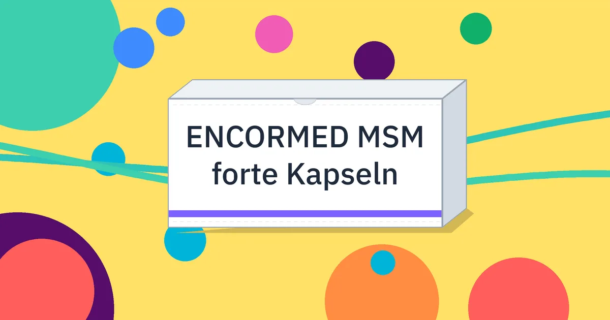 Symbolbild: Packung mit der Aufschrift ENCORMED MSM forte Kapseln (PZN 13905607) – Verfügbarkeit und Bezug in Apotheken in Frankfurt am Main