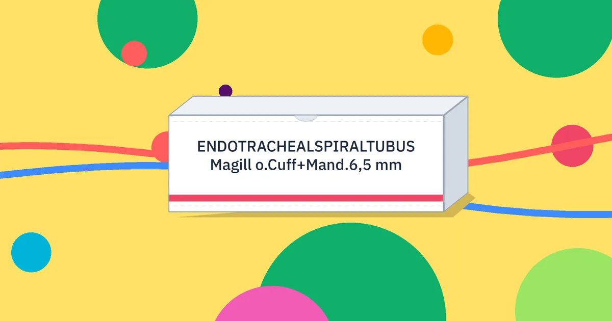 Symbolbild: Packung mit der Aufschrift ENDOTRACHEALSPIRALTUBUS Magill o.Cuff+Mand.6,5 mm (PZN 07681664) – Verfügbarkeit und Bezug in Apotheken in Frankfurt am Main