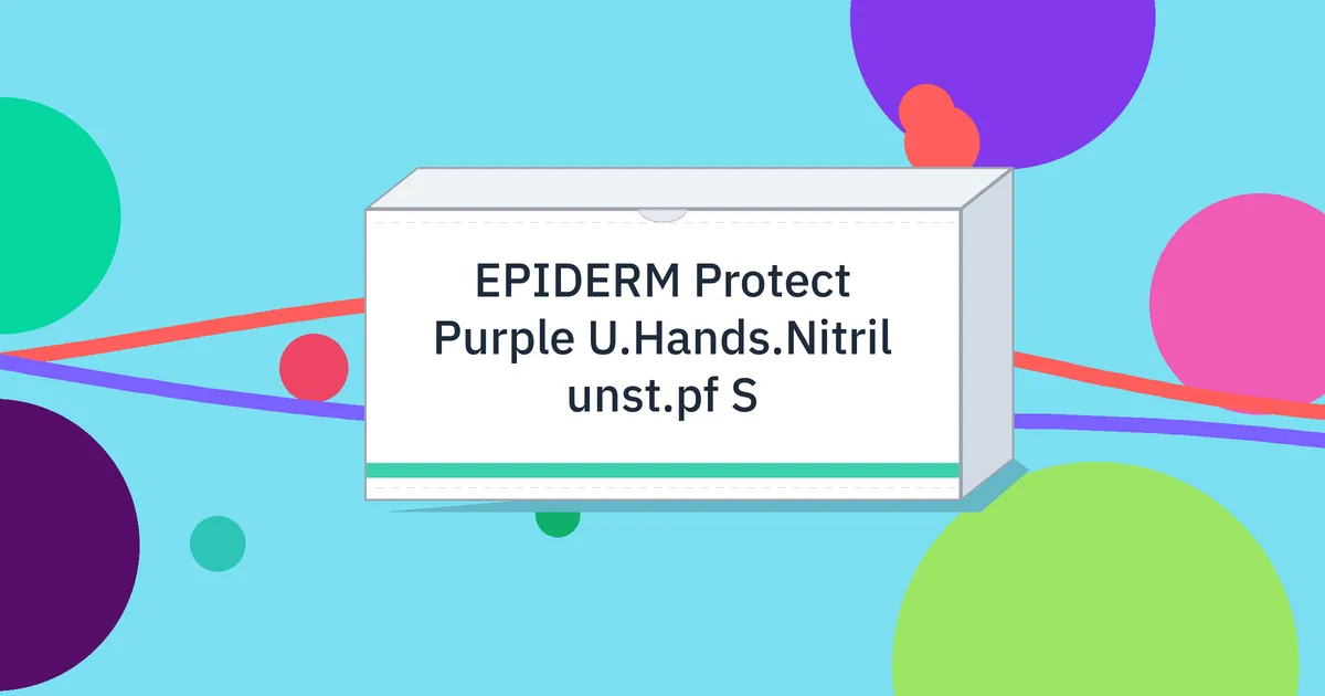 Symbolbild: Packung mit der Aufschrift EPIDERM Protect Purple U.Hands.Nitril unst.pf S (PZN 17896503) – Verfügbarkeit und Bezug in Apotheken in Frankfurt am Main