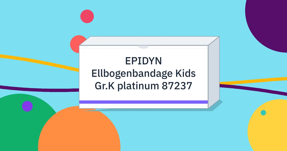 Symbolbild: Packung mit der Aufschrift EPIDYN Ellbogenbandage Kids Gr.K platinum 87237 (PZN 11017937) – Verfügbarkeit und Bezug in Apotheken in Frankfurt am Main
