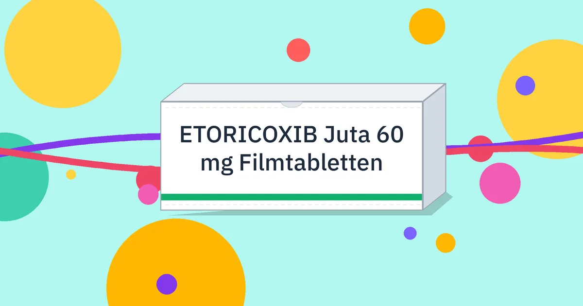 Symbolbild: Packung mit der Aufschrift ETORICOXIB Juta 60 mg Filmtabletten (PZN 18050027) – Verfügbarkeit und Bezug in Apotheken in Frankfurt am Main