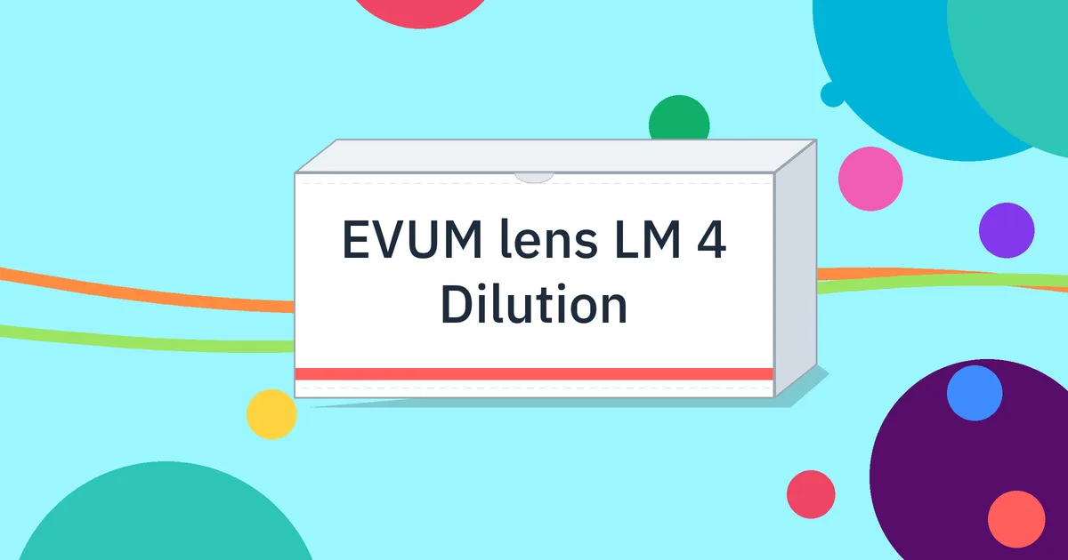 Symbolbild: Packung mit der Aufschrift EVUM lens LM 4 Dilution (PZN 13485022) – Verfügbarkeit und Bezug in Apotheken in Frankfurt am Main