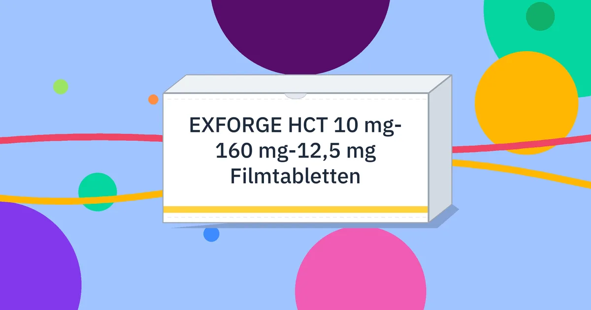 Symbolbild: Packung mit der Aufschrift EXFORGE HCT 10 mg-160 mg-12,5 mg Filmtabletten (PZN 00281743) – Verfügbarkeit und Bezug in Apotheken in Frankfurt am Main