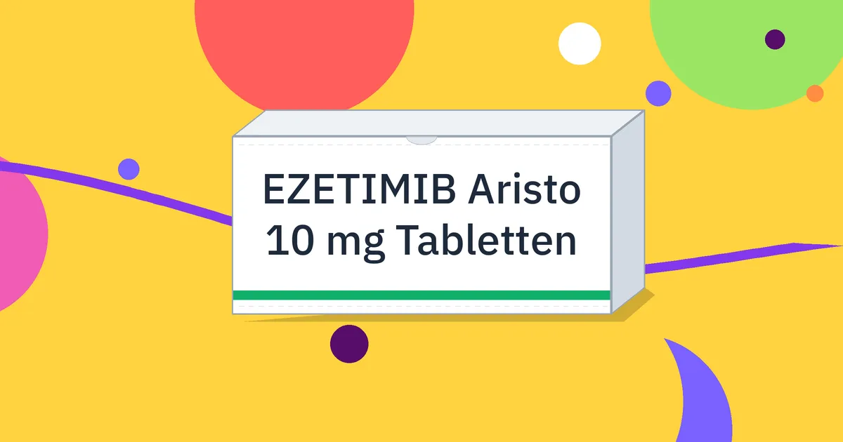 Symbolbild: Packung mit der Aufschrift EZETIMIB Aristo 10 mg Tabletten (PZN 14144085) – Verfügbarkeit und Bezug in Apotheken in Frankfurt am Main
