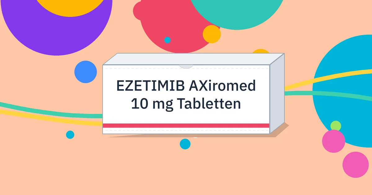 Symbolbild: Packung mit der Aufschrift EZETIMIB AXiromed 10 mg Tabletten (PZN 14188639) – Verfügbarkeit und Bezug in Apotheken in Frankfurt am Main