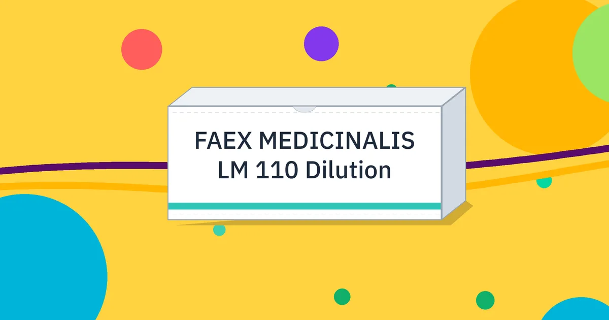 Symbolbild: Packung mit der Aufschrift FAEX MEDICINALIS LM 110 Dilution (PZN 13486346) – Verfügbarkeit und Bezug in Apotheken in Frankfurt am Main