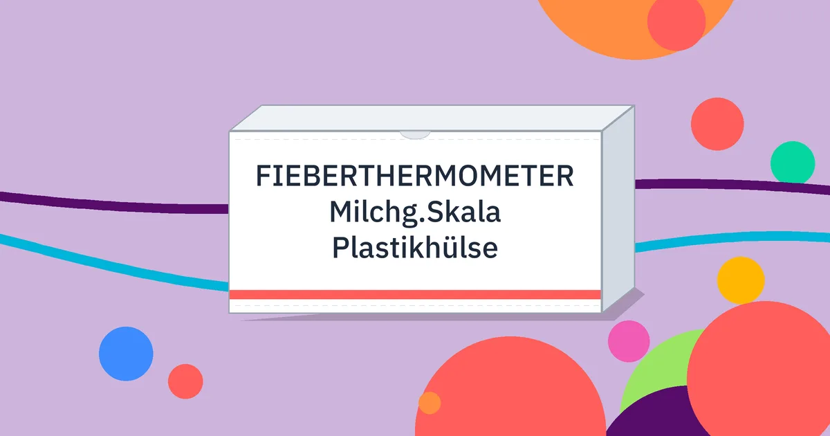 Symbolbild: Packung mit der Aufschrift FIEBERTHERMOMETER Milchg.Skala Plastikhülse (PZN 01739569) – Verfügbarkeit und Bezug in Apotheken in Frankfurt am Main