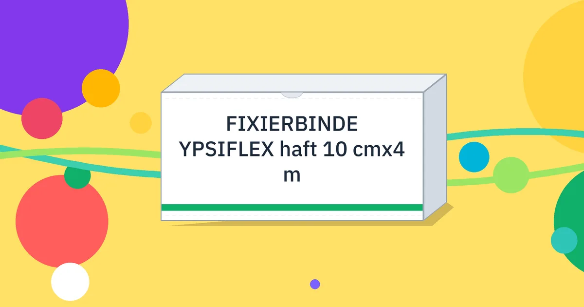 Symbolbild: Packung mit der Aufschrift FIXIERBINDE YPSIFLEX haft 10 cmx4 m (PZN 07439791) – Verfügbarkeit und Bezug in Apotheken in Frankfurt am Main
