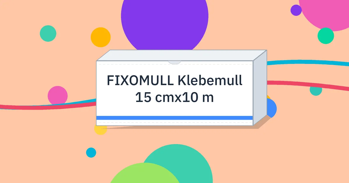 Symbolbild: Packung mit der Aufschrift FIXOMULL Klebemull 15 cmx10 m (PZN 17845196) – Verfügbarkeit und Bezug in Apotheken in Frankfurt am Main