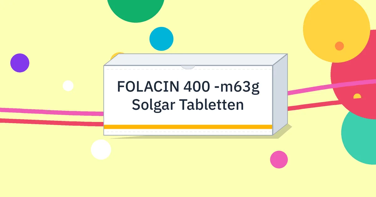 Symbolbild: Packung mit der Aufschrift FOLACIN 400 -m63g Solgar Tabletten (PZN 06170772) – Verfügbarkeit und Bezug in Apotheken in Frankfurt am Main