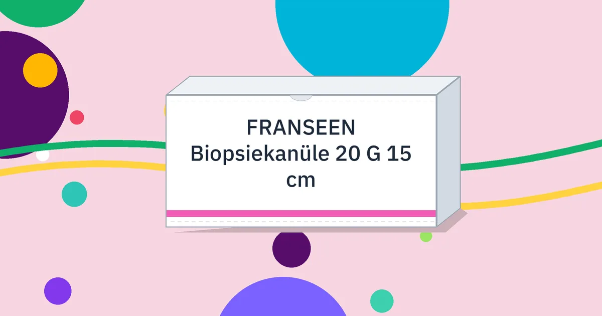 Symbolbild: Packung mit der Aufschrift FRANSEEN Biopsiekanüle 20 G 15 cm (PZN 04504789) – Verfügbarkeit und Bezug in Apotheken in Frankfurt am Main