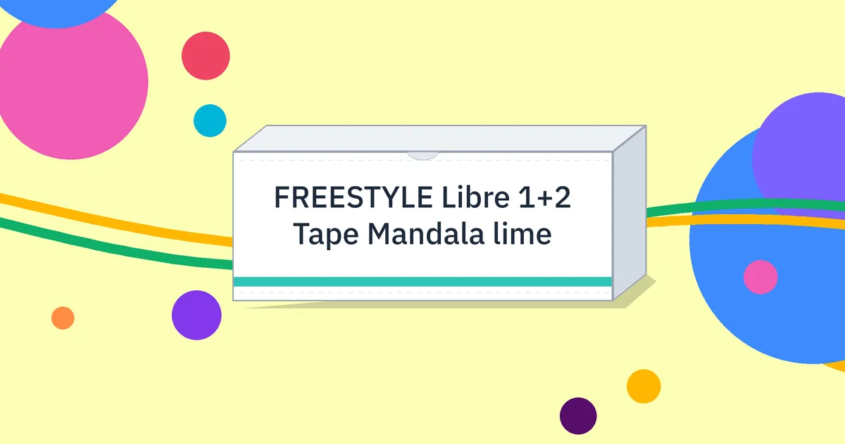 Symbolbild: Packung mit der Aufschrift FREESTYLE Libre 1+2 Tape Mandala lime (PZN 18177957) – Verfügbarkeit und Bezug in Apotheken in Frankfurt am Main