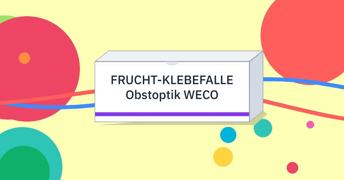 Symbolbild: Packung mit der Aufschrift FRUCHT-KLEBEFALLE Obstoptik WECO (PZN 20327341) – Verfügbarkeit und Bezug in Apotheken in Frankfurt am Main