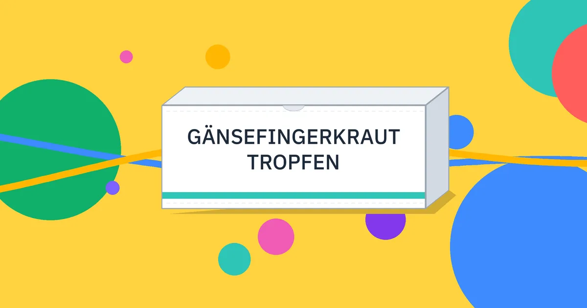 Symbolbild: Packung mit der Aufschrift GÄNSEFINGERKRAUT TROPFEN (PZN 14126590) – Verfügbarkeit und Bezug in Apotheken in Frankfurt am Main