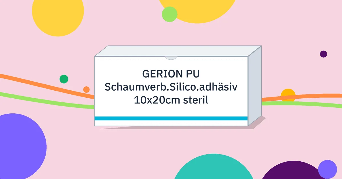 Symbolbild: Packung mit der Aufschrift GERION PU Schaumverb.Silico.adhäsiv 10x20cm steril (PZN 19746624) – Verfügbarkeit und Bezug in Apotheken in Frankfurt am Main