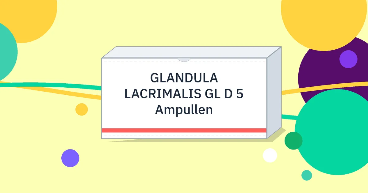 Symbolbild: Packung mit der Aufschrift GLANDULA LACRIMALIS GL D 5 Ampullen (PZN 02923157) – Verfügbarkeit und Bezug in Apotheken in Frankfurt am Main
