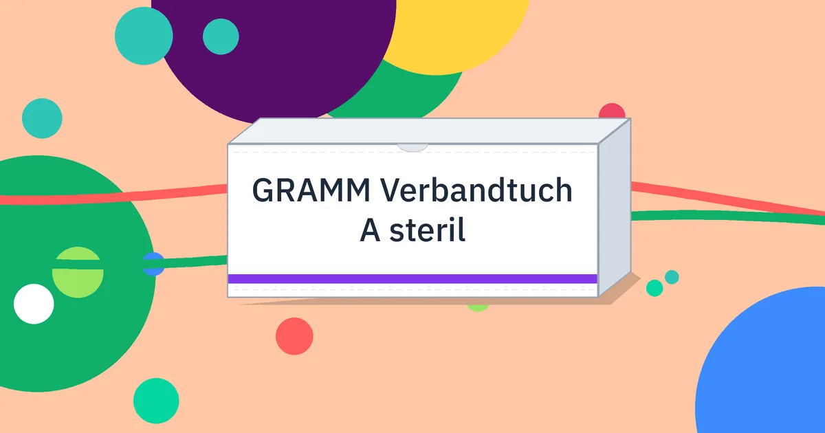 Symbolbild: Packung mit der Aufschrift GRAMM Verbandtuch A steril (PZN 07355166) – Verfügbarkeit und Bezug in Apotheken in Frankfurt am Main