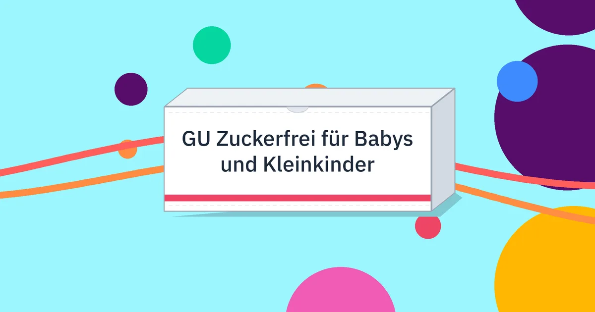 Symbolbild: Packung mit der Aufschrift GU Zuckerfrei für Babys und Kleinkinder (PZN 19207318) – Verfügbarkeit und Bezug in Apotheken in Frankfurt am Main