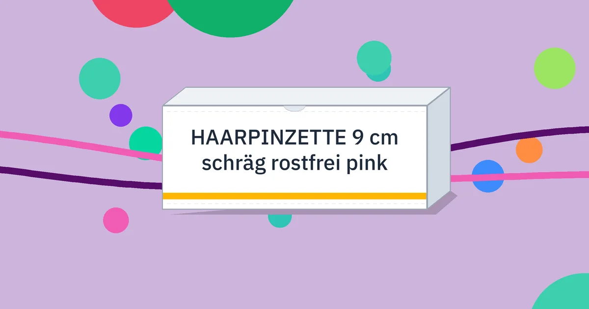 Symbolbild: Packung mit der Aufschrift HAARPINZETTE 9 cm schräg rostfrei pink (PZN 17287589) – Verfügbarkeit und Bezug in Apotheken in Frankfurt am Main