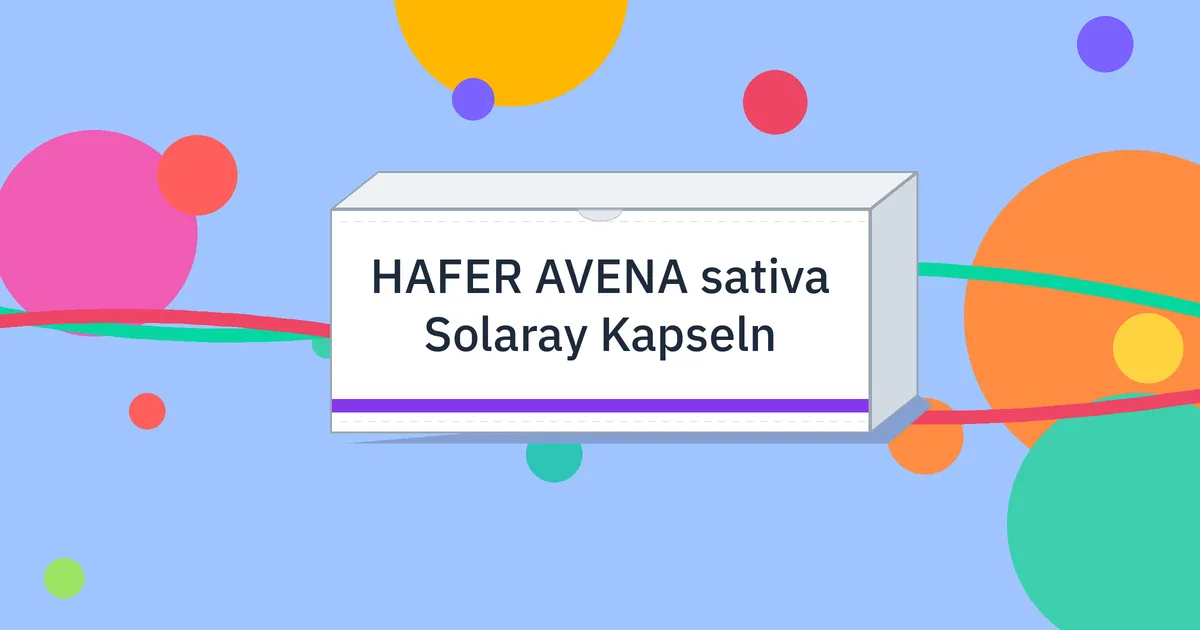 Symbolbild: Packung mit der Aufschrift HAFER AVENA sativa Solaray Kapseln (PZN 17254006) – Verfügbarkeit und Bezug in Apotheken in Frankfurt am Main