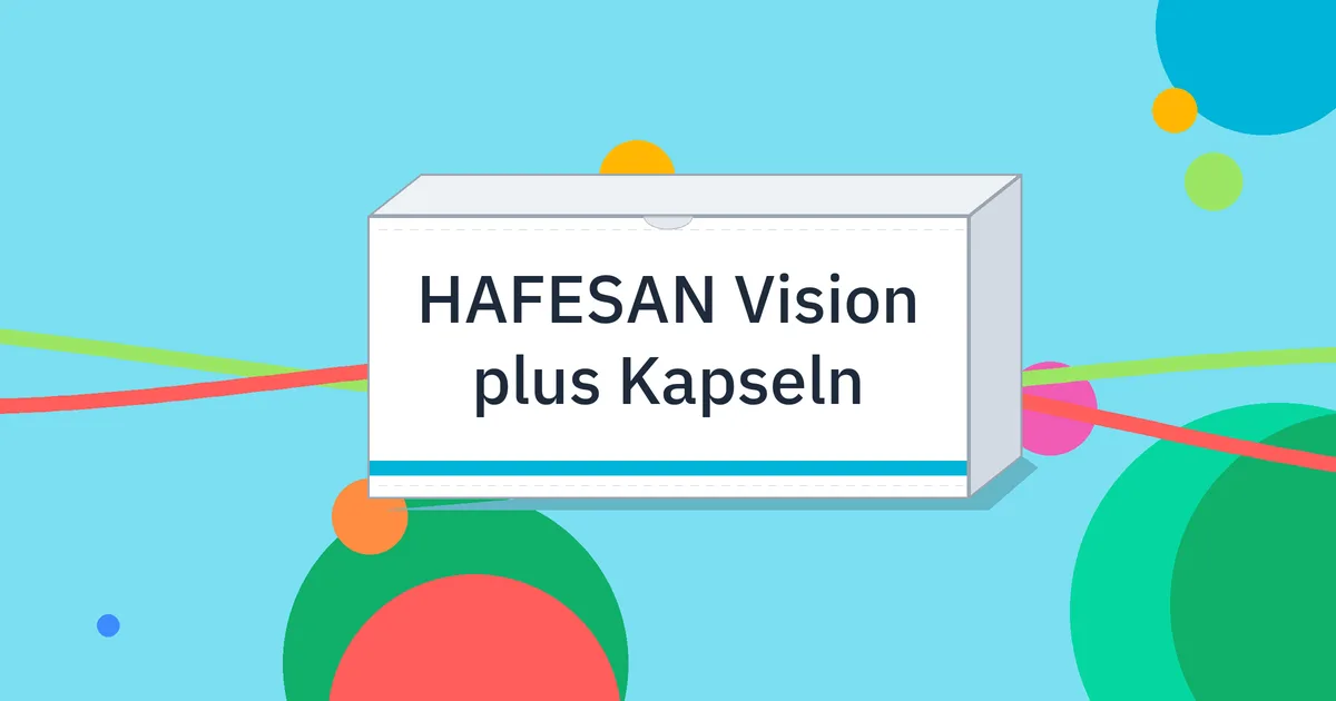 Symbolbild: Packung mit der Aufschrift HAFESAN Vision plus Kapseln (PZN 12388328) – Verfügbarkeit und Bezug in Apotheken in Frankfurt am Main