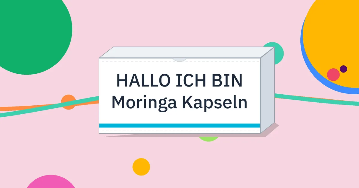 Symbolbild: Packung mit der Aufschrift HALLO ICH BIN Moringa Kapseln (PZN 14321044) – Verfügbarkeit und Bezug in Apotheken in Frankfurt am Main
