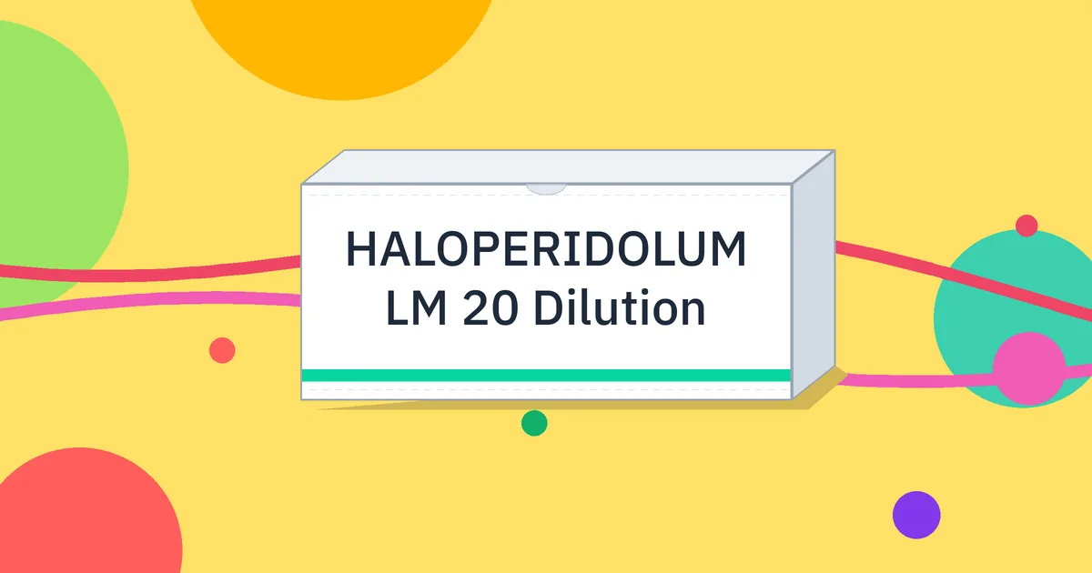 Symbolbild: Packung mit der Aufschrift HALOPERIDOLUM LM 20 Dilution (PZN 12883594) – Verfügbarkeit und Bezug in Apotheken in Frankfurt am Main