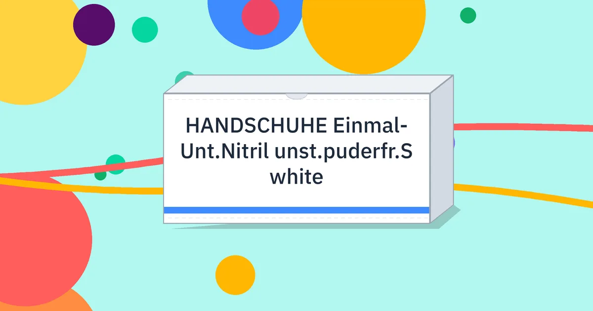 Symbolbild: Packung mit der Aufschrift HANDSCHUHE Einmal-Unt.Nitril unst.puderfr.S white (PZN 09671078) – Verfügbarkeit und Bezug in Apotheken in Frankfurt am Main
