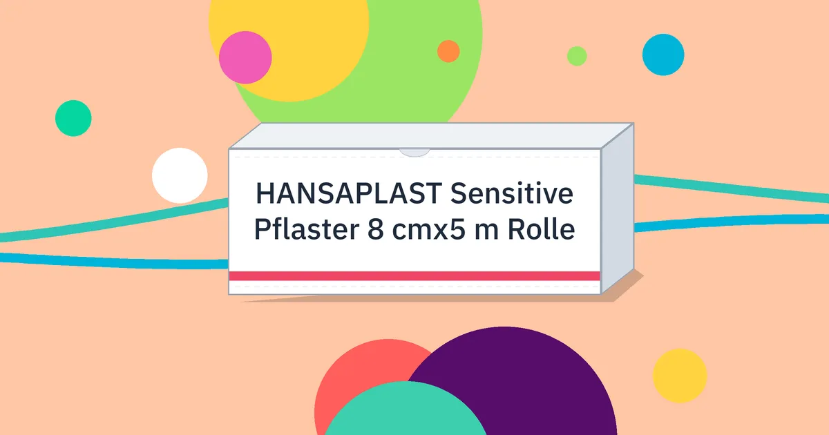 Symbolbild: Packung mit der Aufschrift HANSAPLAST Sensitive Pflaster 8 cmx5 m Rolle (PZN 20101559) – Verfügbarkeit und Bezug in Apotheken in Frankfurt am Main
