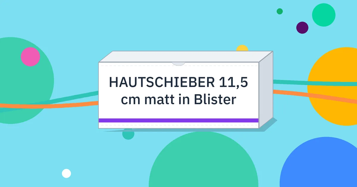 Symbolbild: Packung mit der Aufschrift HAUTSCHIEBER 11,5 cm matt in Blister (PZN 18155364) – Verfügbarkeit und Bezug in Apotheken in Frankfurt am Main