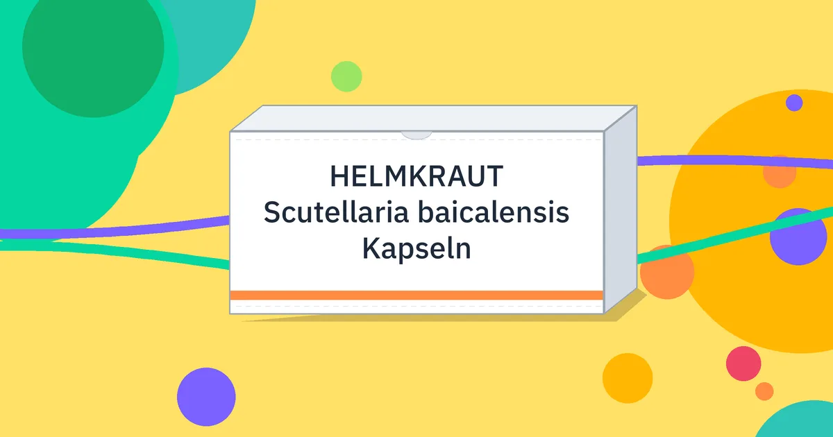 Symbolbild: Packung mit der Aufschrift HELMKRAUT Scutellaria baicalensis Kapseln (PZN 19991938) – Verfügbarkeit und Bezug in Apotheken in Frankfurt am Main