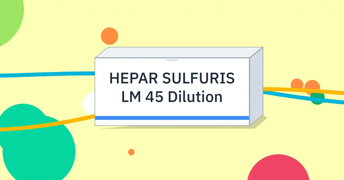 Symbolbild: Packung mit der Aufschrift HEPAR SULFURIS LM 45 Dilution (PZN 12887652) – Verfügbarkeit und Bezug in Apotheken in Frankfurt am Main