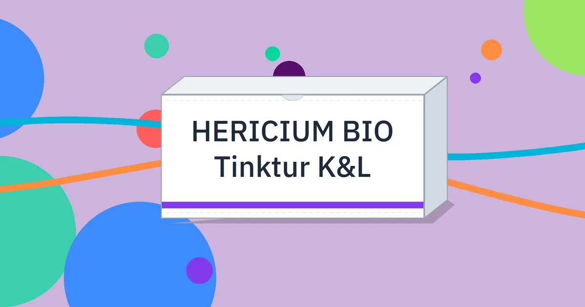 Symbolbild: Packung mit der Aufschrift HERICIUM BIO Tinktur K&L (PZN 17962559) – Verfügbarkeit und Bezug in Apotheken in Frankfurt am Main