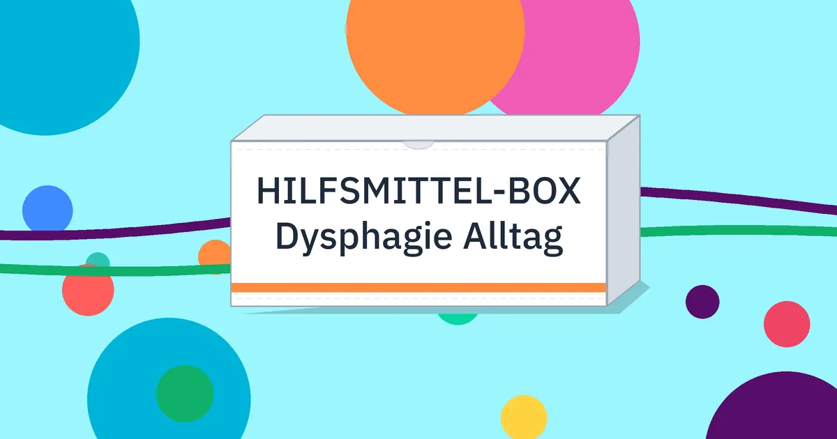 Symbolbild: Packung mit der Aufschrift HILFSMITTEL-BOX Dysphagie Alltag (PZN 15385106) – Verfügbarkeit und Bezug in Apotheken in Frankfurt am Main