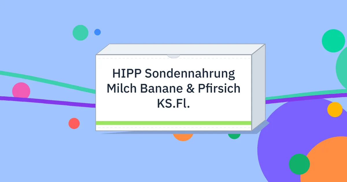 Symbolbild: Packung mit der Aufschrift HIPP Sondennahrung Milch Banane & Pfirsich KS.Fl. (PZN 19350955) – Verfügbarkeit und Bezug in Apotheken in Frankfurt am Main
