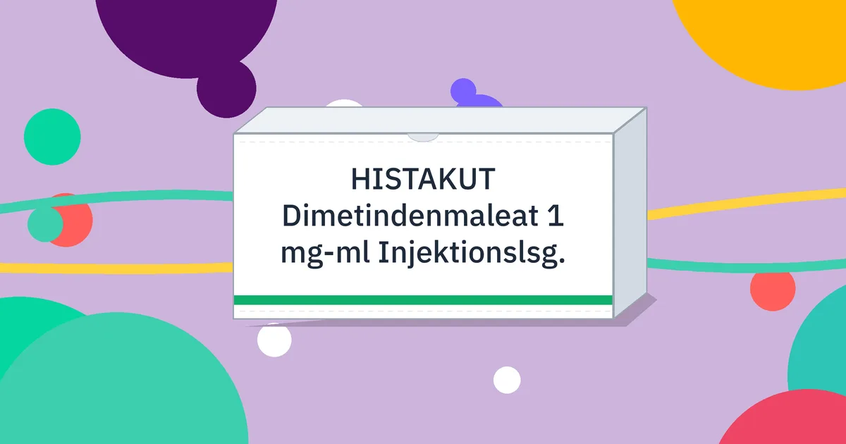 Symbolbild: Packung mit der Aufschrift HISTAKUT Dimetindenmaleat 1 mg-ml Injektionslsg. (PZN 14039916) – Verfügbarkeit und Bezug in Apotheken in Frankfurt am Main