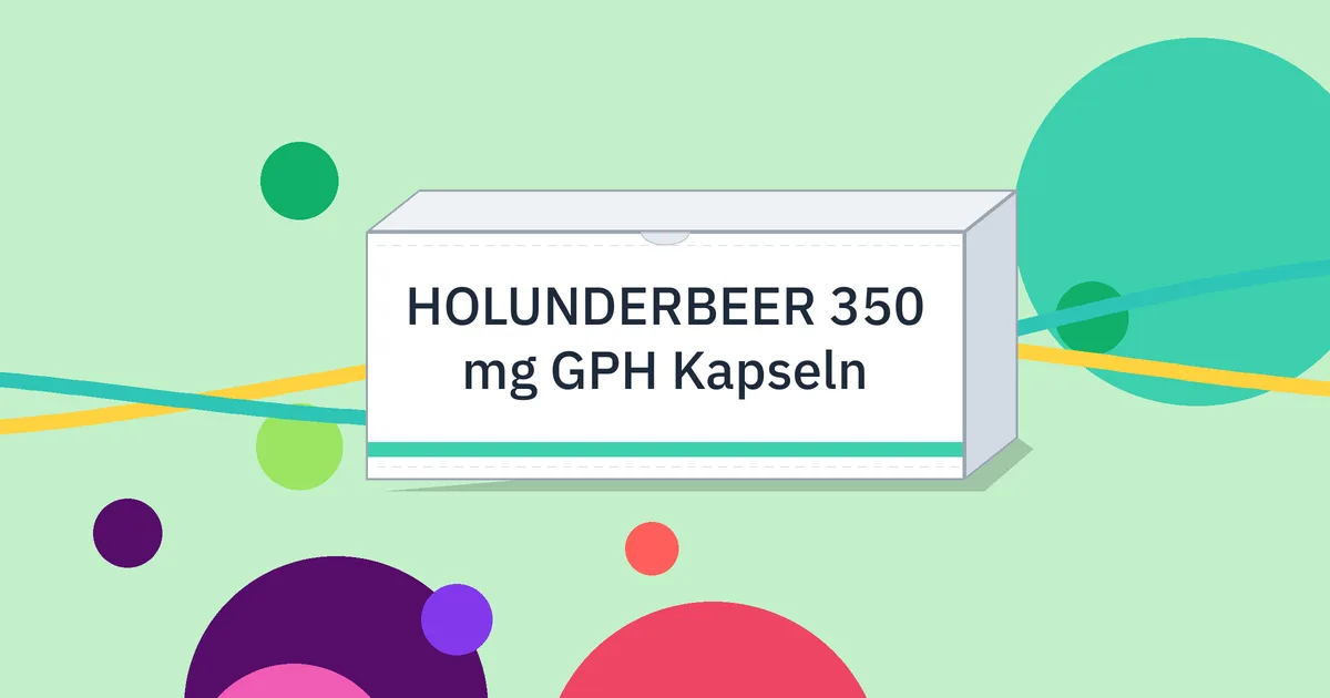 Symbolbild: Packung mit der Aufschrift HOLUNDERBEER 350 mg GPH Kapseln (PZN 06922798) – Verfügbarkeit und Bezug in Apotheken in Frankfurt am Main