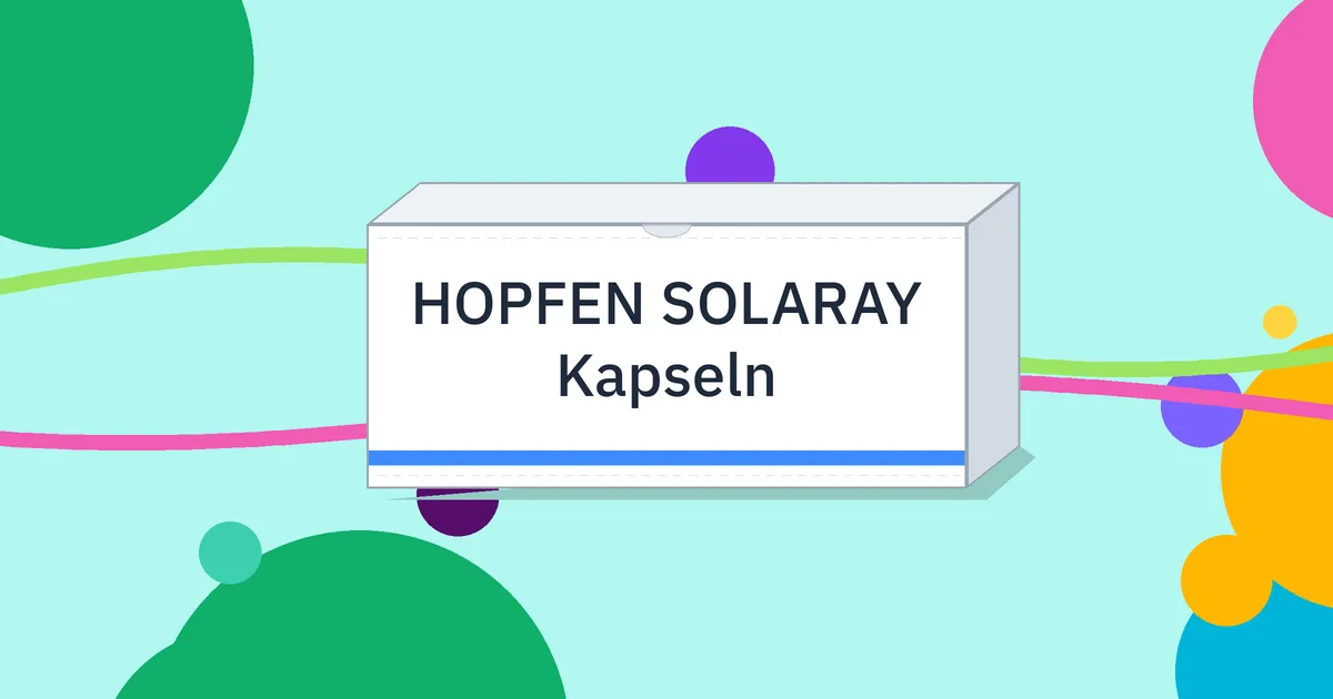 Symbolbild: Packung mit der Aufschrift HOPFEN SOLARAY Kapseln (PZN 17254029) – Verfügbarkeit und Bezug in Apotheken in Frankfurt am Main