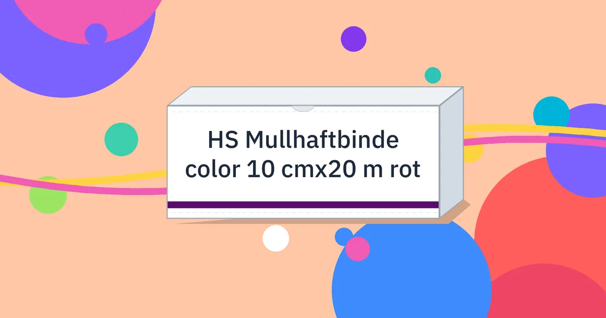 Symbolbild: Packung mit der Aufschrift HS Mullhaftbinde color 10 cmx20 m rot (PZN 03692932) – Verfügbarkeit und Bezug in Apotheken in Frankfurt am Main