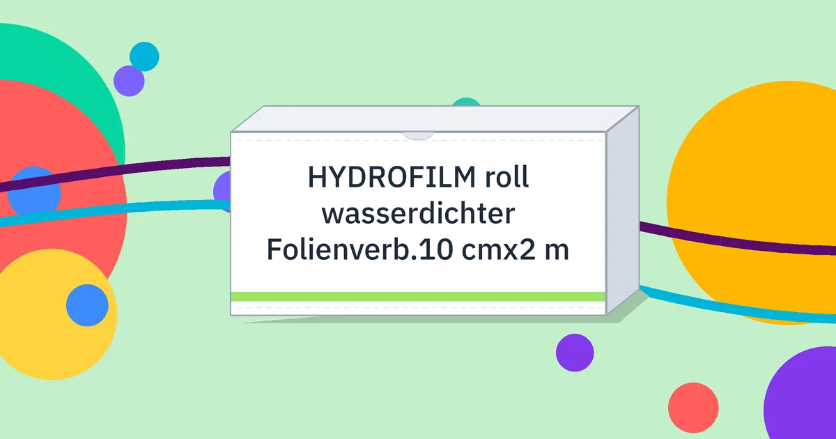 Symbolbild: Packung mit der Aufschrift HYDROFILM roll wasserdichter Folienverb.10 cmx2 m (PZN 12594430) – Verfügbarkeit und Bezug in Apotheken in Frankfurt am Main