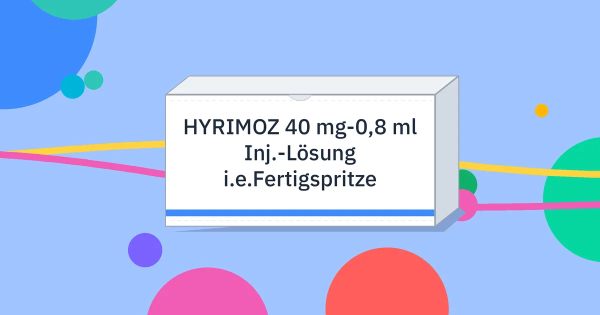 Symbolbild: Packung mit der Aufschrift HYRIMOZ 40 mg-0,8 ml Inj.-Lösung i.e.Fertigspritze (PZN 15530092) – Verfügbarkeit und Bezug in Apotheken in Frankfurt am Main
