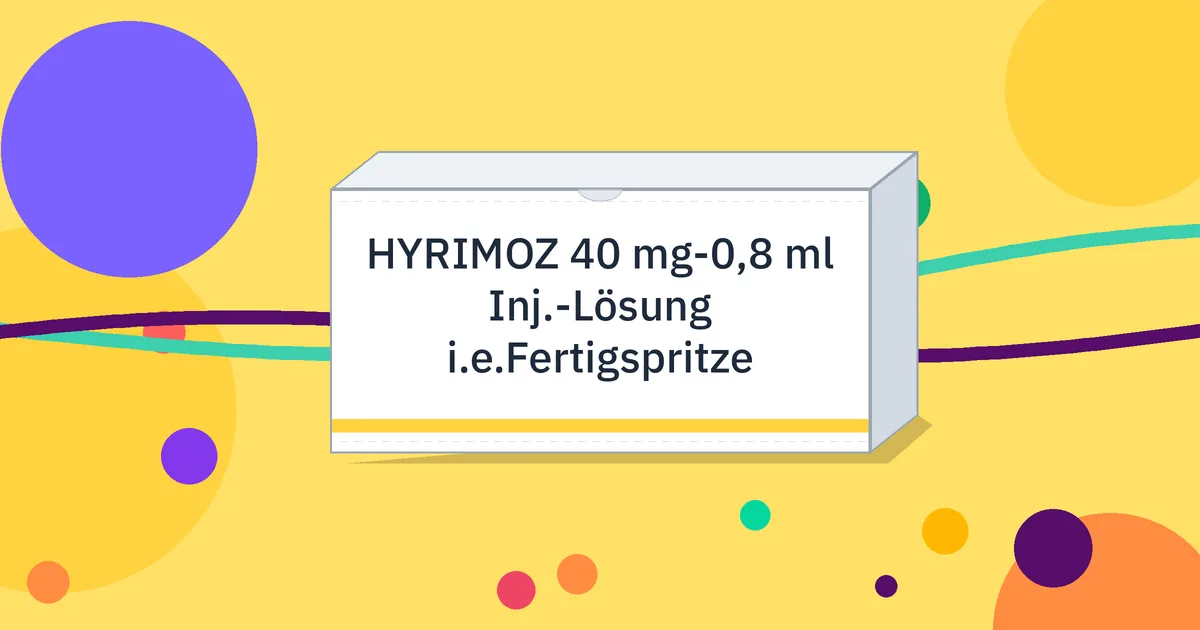 Symbolbild: Packung mit der Aufschrift HYRIMOZ 40 mg-0,8 ml Inj.-Lösung i.e.Fertigspritze (PZN 16018284) – Verfügbarkeit und Bezug in Apotheken in Frankfurt am Main