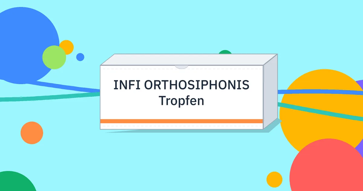 Symbolbild: Packung mit der Aufschrift INFI ORTHOSIPHONIS Tropfen (PZN 06870156) – Verfügbarkeit und Bezug in Apotheken in Frankfurt am Main