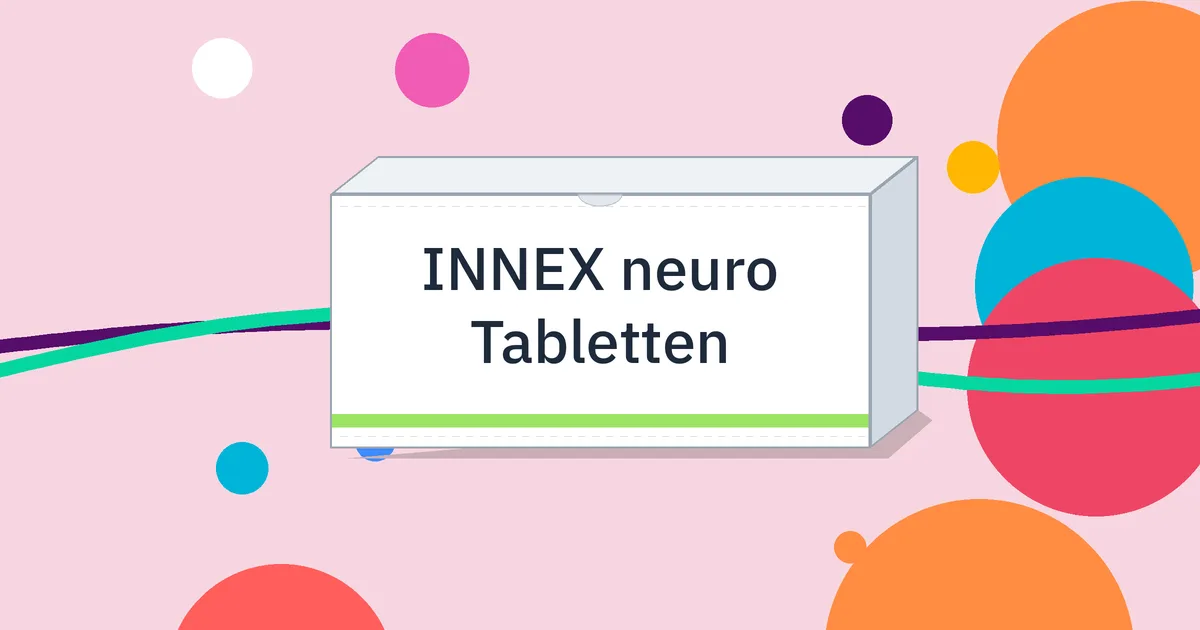 Symbolbild: Packung mit der Aufschrift INNEX neuro Tabletten (PZN 13923114) – Verfügbarkeit und Bezug in Apotheken in Frankfurt am Main